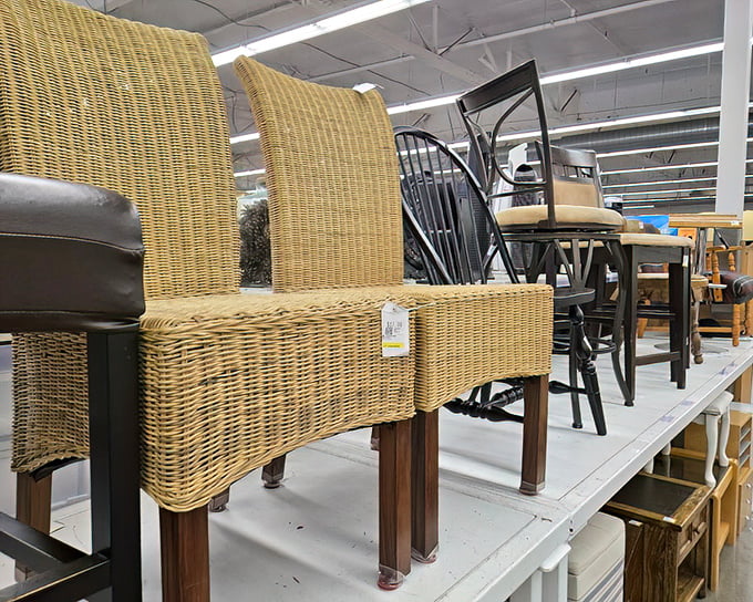 Wicker chairs with character await their second act. One person's discarded dining set becomes another's bohemian breakfast nook—the circle of furniture life.