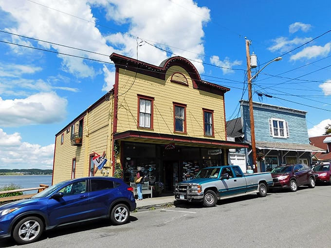This sunshine-yellow storefront isn't compensating for gray Washington days – it's celebrating them with architectural details that would make a Victorian proud.