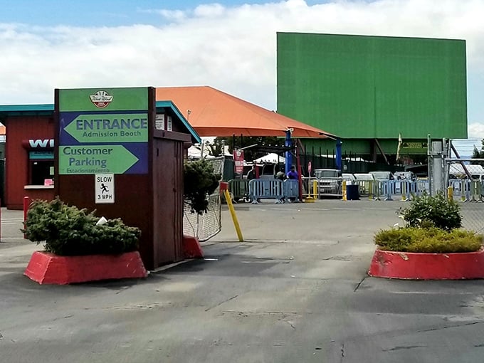 The gateway to bargain paradise beckons with its colorful signage—like the pearly gates for thrift shoppers, minus the harps.