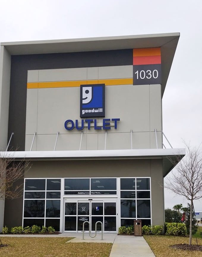That iconic blue smile beckons bargain hunters inside, promising adventures in thrifting that theme parks can't deliver – and at a fraction of the cost.