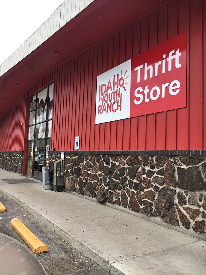 Stone accents and vibrant signage make this thrift store impossible to miss. It's not just a store—it's a destination for the treasure-hunting curious.