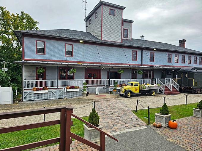 The historic Essex Station stands as proudly today as it did a century ago. That vintage yellow truck isn't just for show—it's transportation eye candy.