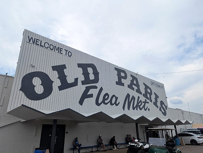 "Welcome to Old Paris Flea Market" isn't just a sign—it's an invitation to adventure where someone else's castoffs become your newfound treasures.