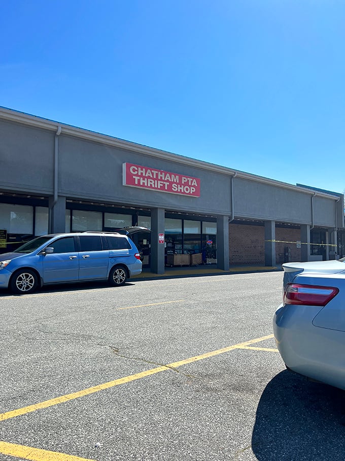 That bold red sign against the clear Carolina sky is like a beacon for bargain hunters. No fancy frills needed when what's inside speaks volumes.