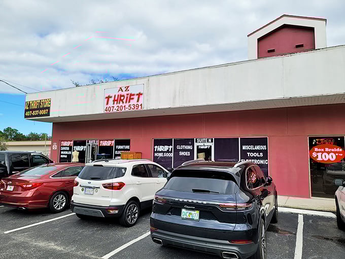 The unassuming pink facade of AZ Thrift belies the wonderland within—like finding a five-star meal at a roadside diner.