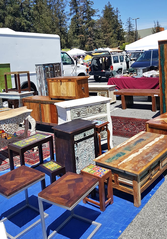 Furniture with stories to tell. That ornate white dresser might have witnessed Silicon Valley's birth while that reclaimed wood table could host your next dinner party.