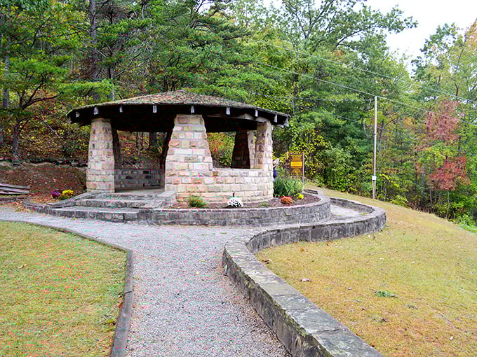 This charming stone gazebo isn't just picturesque—it's the perfect spot to catch your breath while the mountains take it away again.