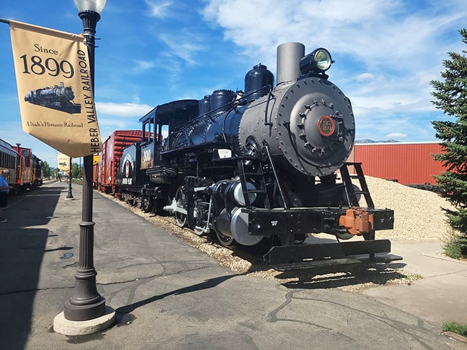 This steam locomotive isn't just transportation—it's industrial poetry in motion, standing proudly like the mechanical equivalent of a bald eagle.