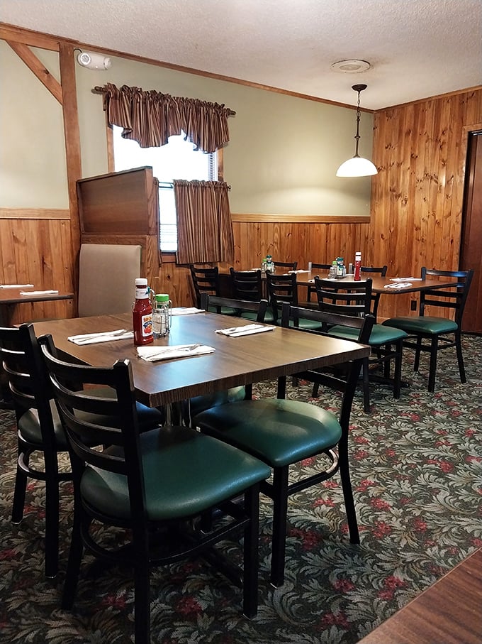 Wood-paneled walls and simple furnishings create the perfect backdrop for food that doesn't need fancy surroundings to shine.