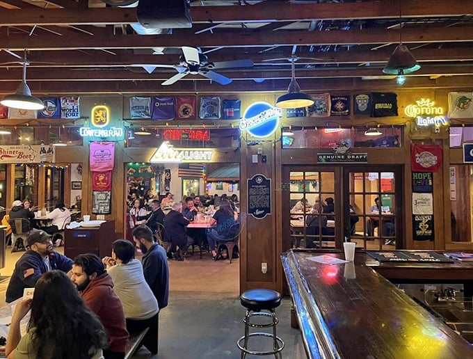 The interior feels like a Texas family reunion where everyone's favorite uncle is manning the grill and nobody's counting calories.