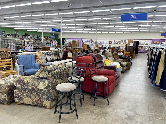 Furniture heaven awaits! From floral armchairs to burgundy recliners, this isn't just shopping—it's adopting pieces with stories to tell.