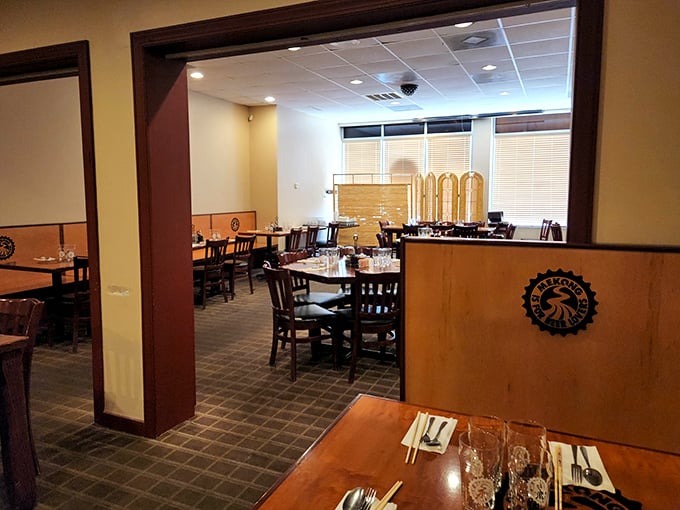 Simple wooden tables and warm lighting create the perfect backdrop for flavor adventures. No distractions from what matters most: the food.