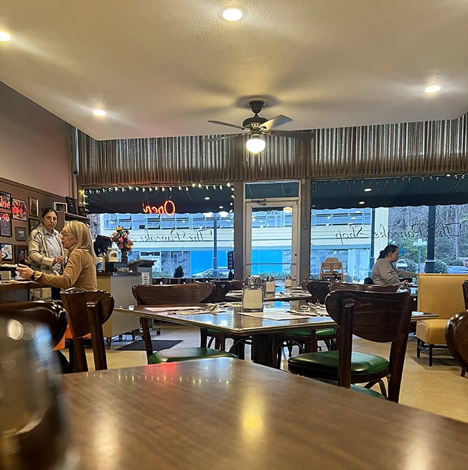 Step inside where ceiling fans spin lazily above tables filled with folks who know exactly where breakfast is done right.