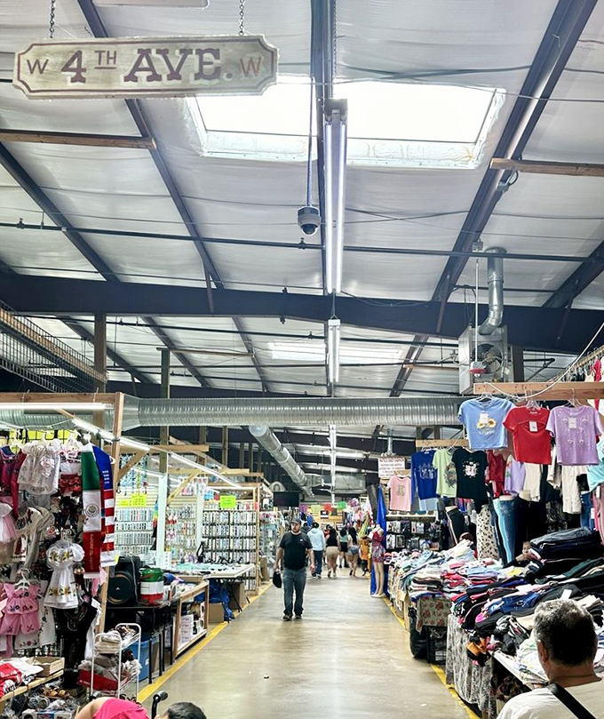Wide aisles stretch endlessly ahead, packed with treasures that'll make your shopping list completely irrelevant within minutes.