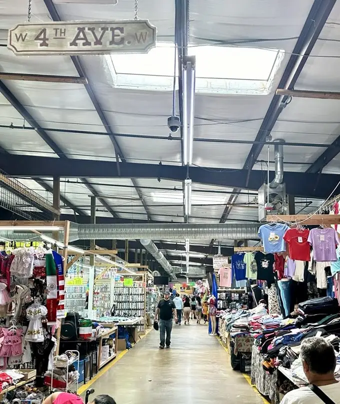 Wide aisles stretch endlessly ahead, packed with treasures that'll make your shopping list completely irrelevant within minutes.