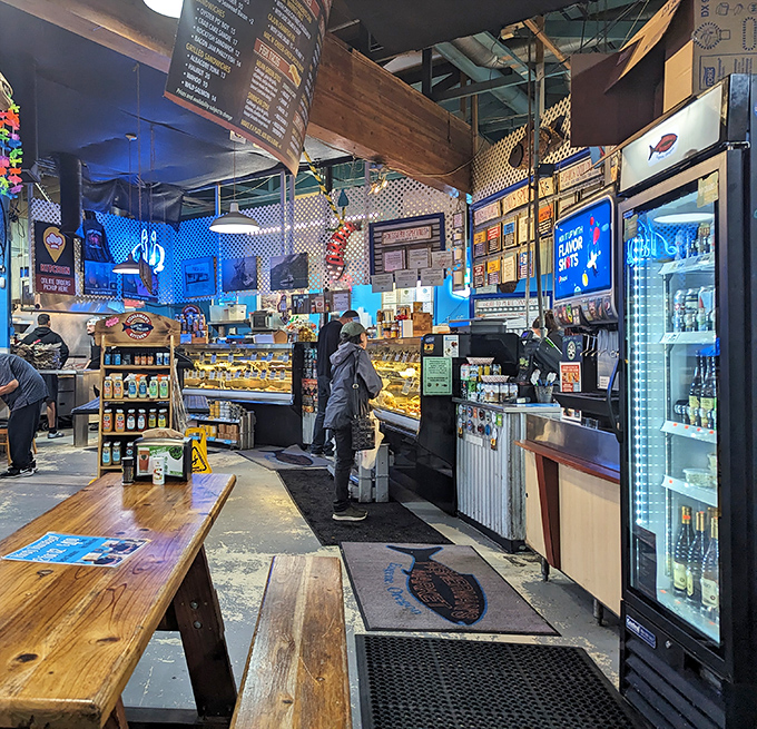 Part fish market, part restaurant—all delicious. The interior buzzes with the energy of people who know they're about to eat something special.