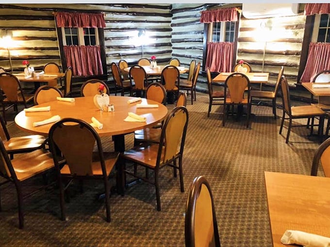 Step inside and time slows down. The authentic log walls and red-checkered curtains aren't playing dress-up – this is the real rustic deal.