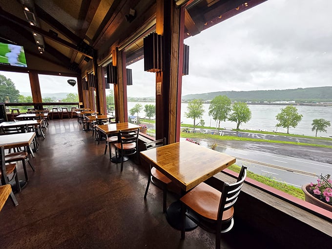Nature's big-screen TV plays through these windows while you dine – the Susquehanna River flowing by as reliably as the sweet tea refills.