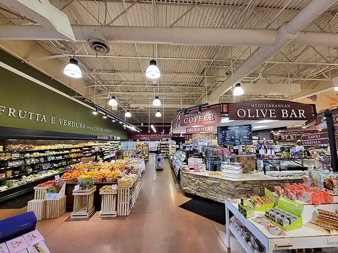 Step inside and the real magic begins. From "Frutta e Verdura" to the Mediterranean olive bar, this isn't shopping—it's a culinary adventure tour.