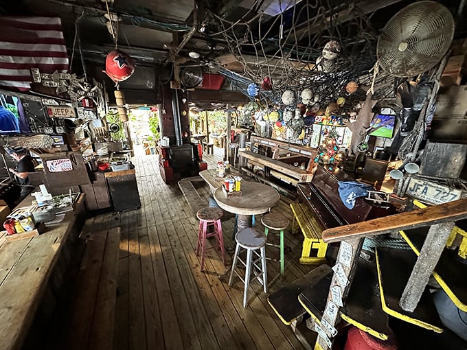 Step inside and you're greeted by a glorious jumble of nautical bric-a-brac, fishing nets, and decades of memories. Minimalists, consider yourselves warned.