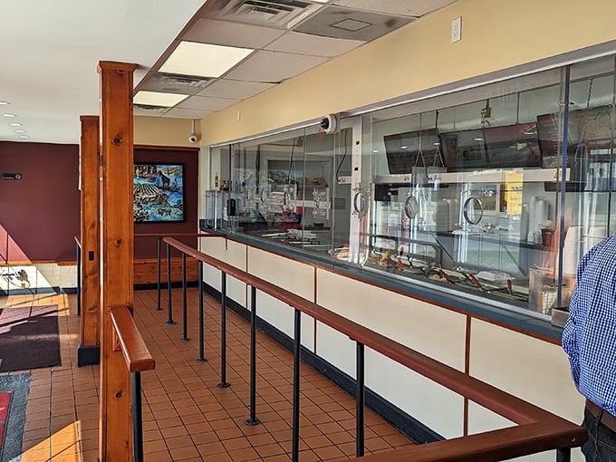 The ordering counter at Southern Smokehouse—where life-changing food decisions are made daily and diet plans go to die gloriously.
