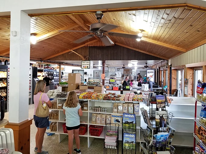 Wooden ceiling beams and well-stocked shelves create the perfect backdrop for decision paralysis. I've seen fewer options on Netflix, and all of these taste better.