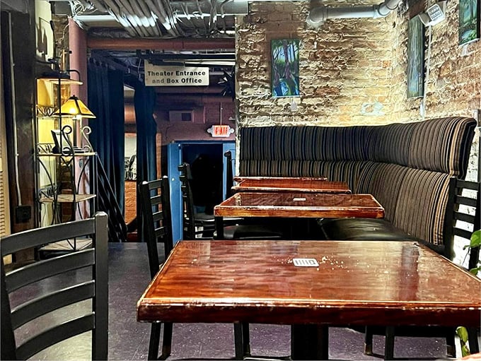 Where exposed brick meets exposed emotions. This cozy nook has witnessed more heartfelt conversations than a therapist's office—and serves better refreshments.