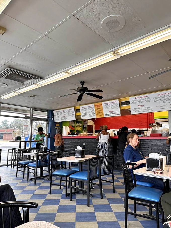 Blue and cream checkered floors, simple tables, and a counter that's seen decades of breakfast dreams come true. No Instagram filters needed in this authentic diner.