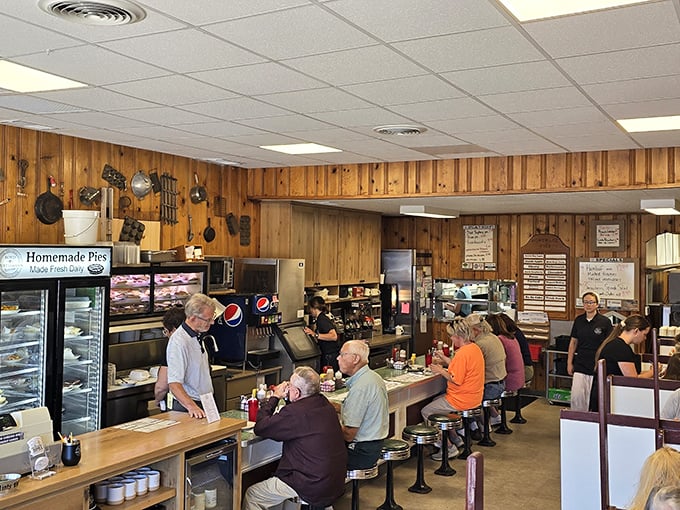Inside, wood-paneled walls and counter seating create the perfect stage for Ohio's comfort food theater, where regulars are the stars.
