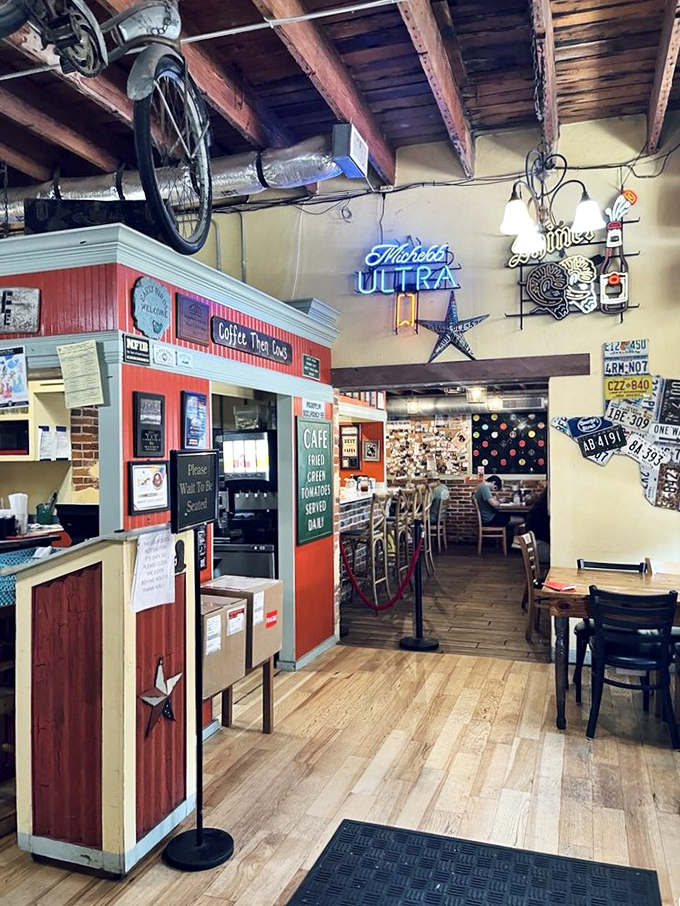 Where nostalgia hangs from the ceiling—literally. That bicycle isn't going anywhere, but your taste buds are about to take quite the ride.