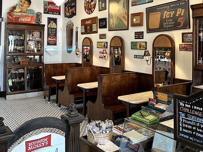 Step inside and the nostalgia hits harder than your grandmother's hug—wooden booths, vintage memorabilia, and the promise of comfort food ahead.