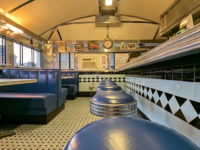 Step inside to a sea of blue vinyl booths and chrome counter stools – this isn't retro-inspired, folks, it's the genuine article.