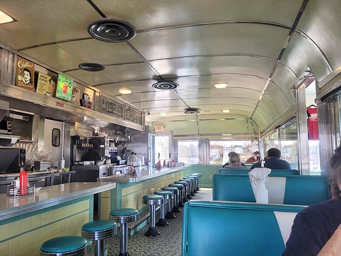 Step inside and you're transported to the 1950s—turquoise booths, chrome stools, and the promise of comfort food that never goes out of style.