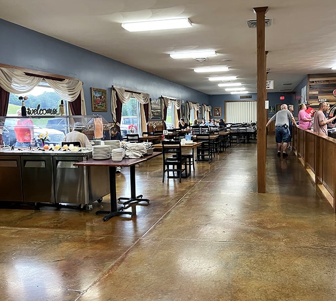 Step inside and the spacious dining room practically whispers, "Bring your appetite and your extended family, we've got room for everyone."