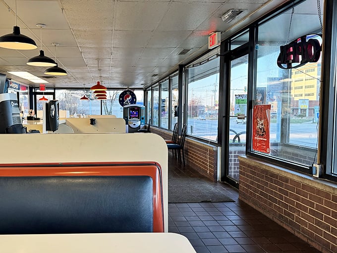 Classic diner booths where countless college memories have been made—and where countless hangovers have been cured with coffee and carbs.