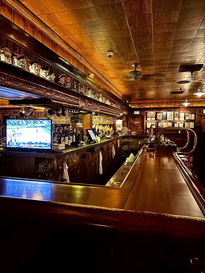 The bar at The Pine Club isn't just a place to wait for your table – it's a front-row seat to decades of cocktail craftsmanship and Midwestern hospitality.