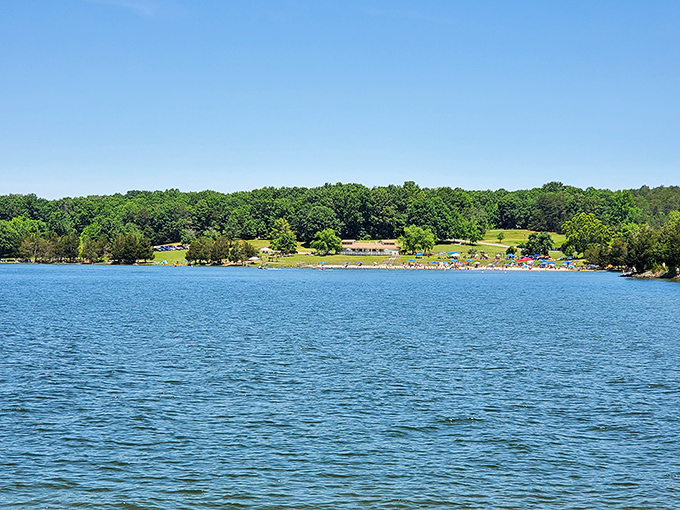 The lake stretches out like a blue carpet rolled out just for you. On clear days, the water and sky become indistinguishable twins.