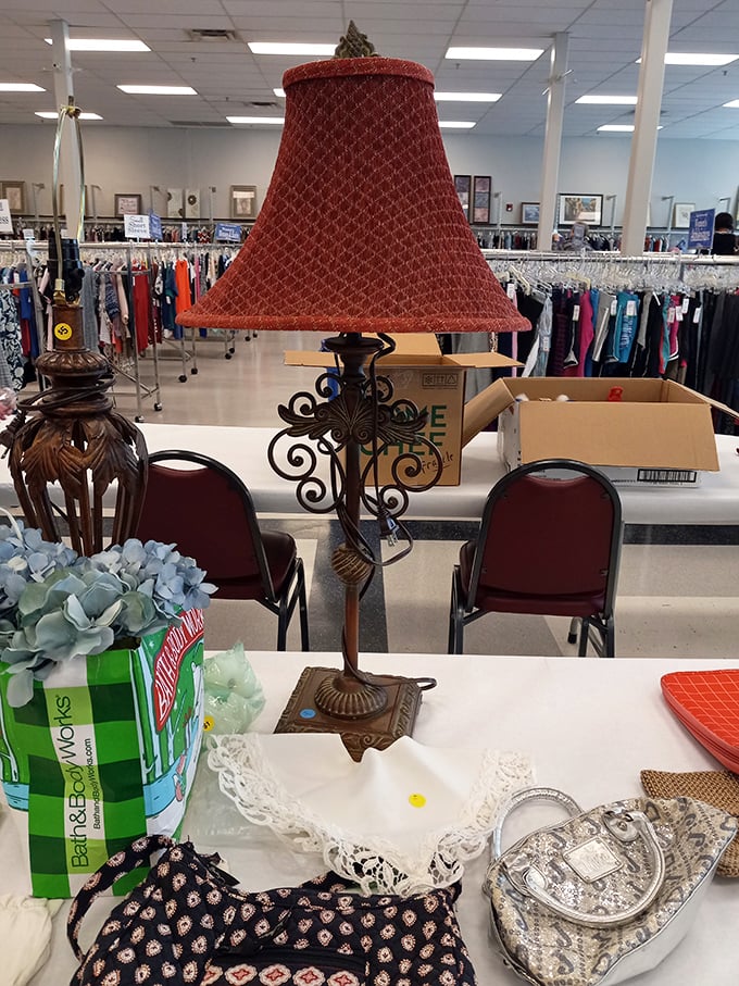 This ornate lamp isn't just illuminating a room—it's telling stories of dinner parties past. Vintage lighting with personality to spare.