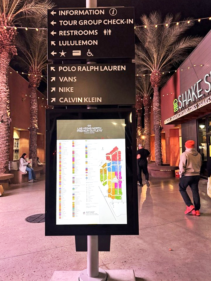 Never get lost in shopping paradise—these directory signs are like GPS for your fashion expedition, pointing you toward retail salvation.