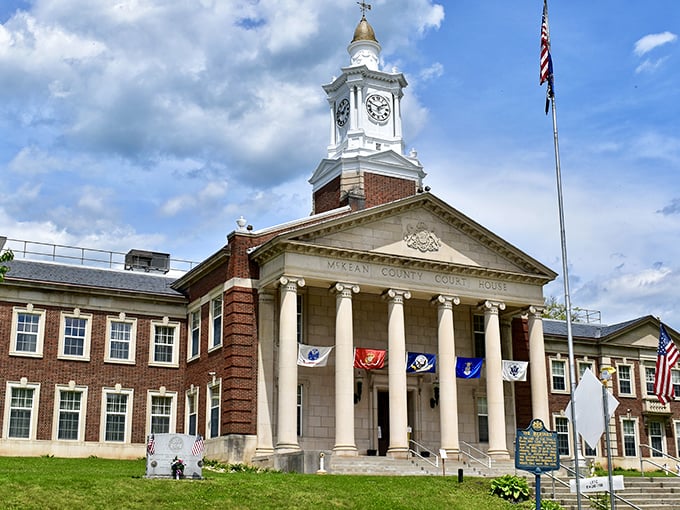 The McKean County Courthouse stands proudly as Smethport's architectural crown jewel, its clock tower keeping time for generations of locals.
