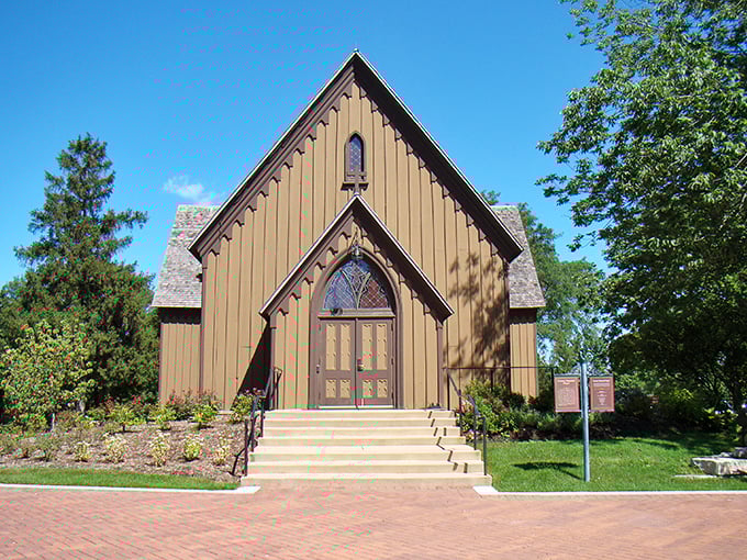 This historic chapel at Naper Settlement stands as a reminder that even pioneers needed a place for Sunday best and wedding vows.