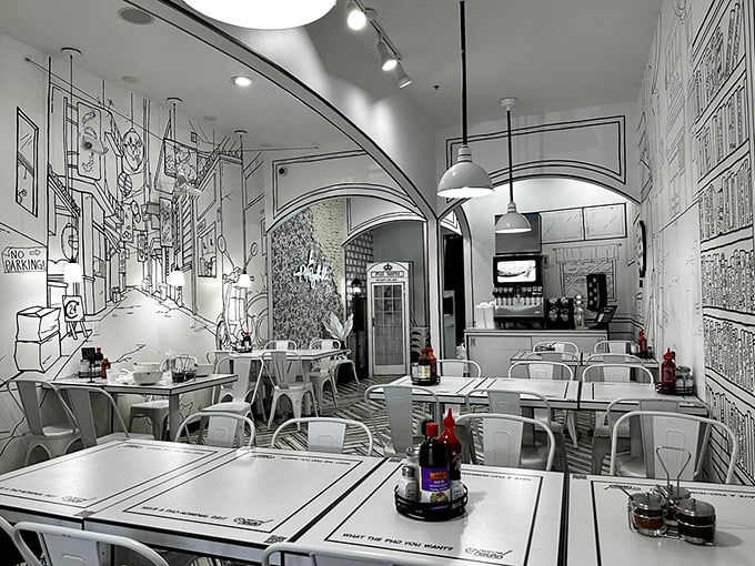 Step into a sketch come to life—where every wall tells a story and every table promises an adventure in flavor.