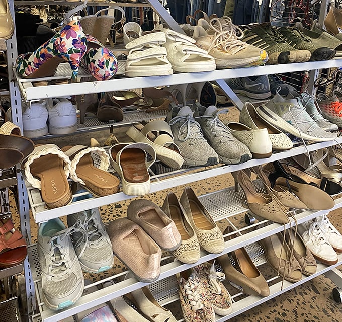The shoe section – where Cinderella stories begin daily. One person's castoff stiletto becomes another's perfect fit.
