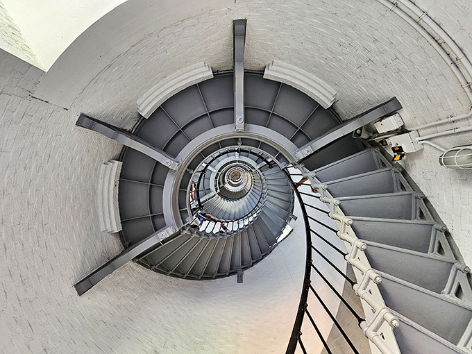 This hypnotic spiral staircase is your 203-step journey to enlightenment—or at least really great calves and ocean views.