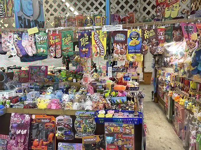 Nostalgia overload! This candy-colored booth transforms adults into wide-eyed kids again, proving some souvenirs are meant to be eaten, not displayed.