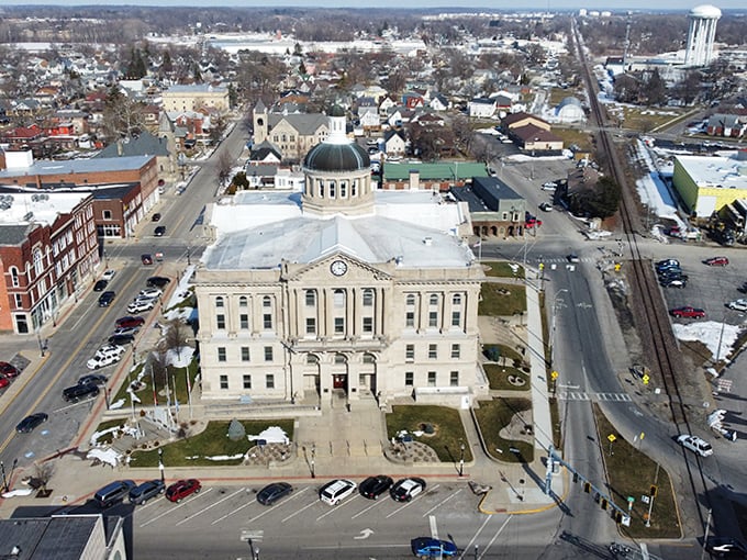 The Huntington County Courthouse isn't just a building – it's the architectural equivalent of that dignified grandparent who still dresses up for Sunday dinner.