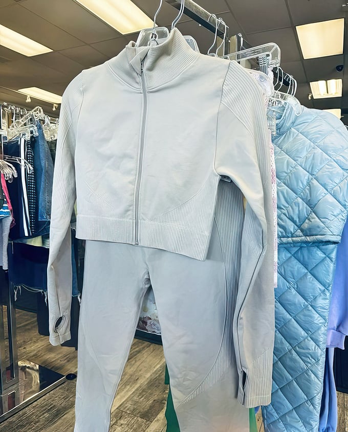 This pristine white tracksuit isn't just clothing—it's the beginning of someone's "rich mom on a budget" aesthetic revolution.