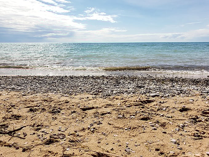 Lake Michigan's moods change like a teenager's – today she's all sparkles and pebbles, tomorrow who knows?