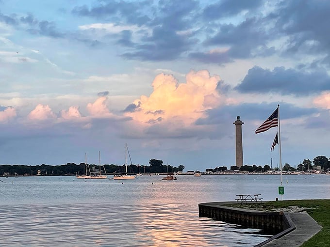 Nature's light show at dusk transforms Oak Point into a watercolor painting. Those clouds aren't just passing by—they're putting on a performance.