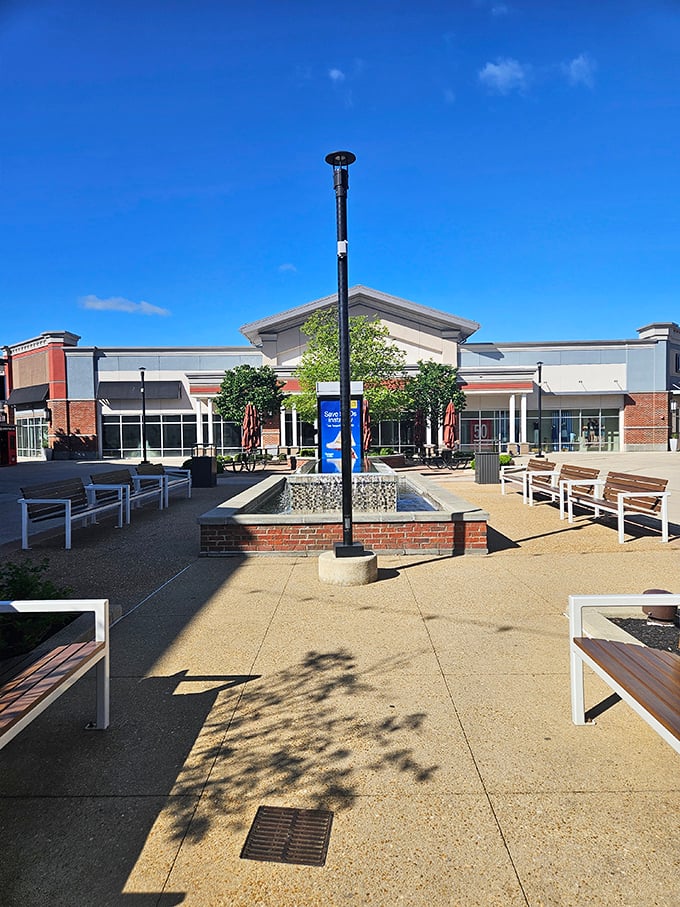 This isn't just a rest area—it's a strategic regrouping station where shopping veterans catch their breath before diving back into the discount fray.